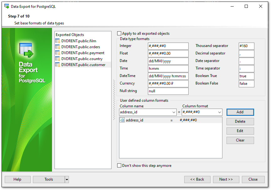 Online Documentation For Data Export For Postgresql Sqlmanager
